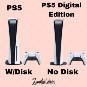 ZOOMHITSKINS Compatible with PS5 Skin, Roses Skeleton White Pink Rock Heavy, Durable, Bubble-free, W/Disk Version, Precisely Cut