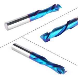 EANOSIC Spiral Router Bits Up Down Compression Bit 1/2 inch Cutting Diameter with Nano Blue Coated, 1/2 inch Shank Solid Carbide CNC End Mill for Wood Carving Engraver Milling Cutters (Extra Long 4”)