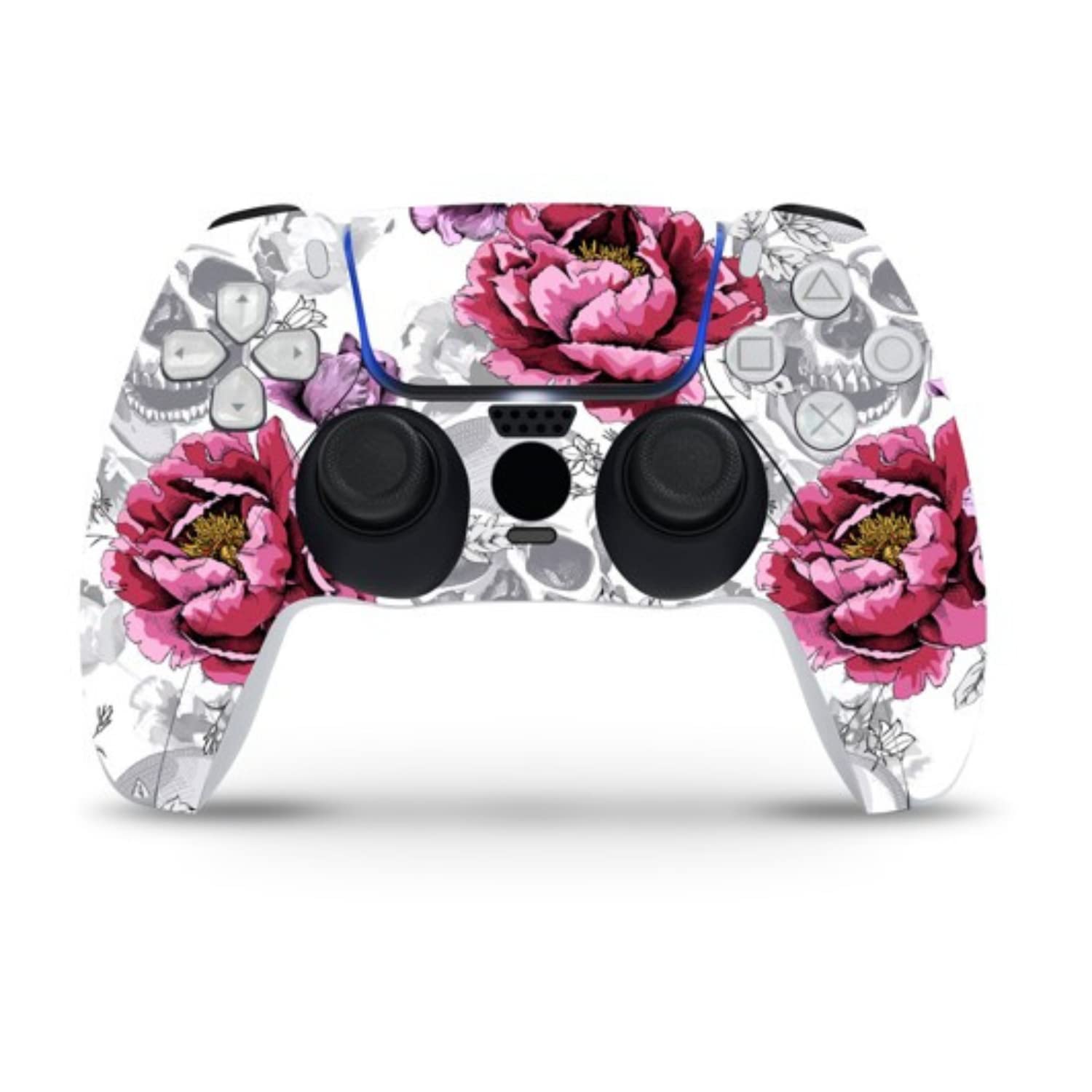 ZOOMHITSKINS Compatible with PS5 Skin, Roses Skeleton White Pink Rock Heavy, Durable, Bubble-free, W/Disk Version, Precisely Cut