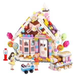 pinkbee christmas gingerbread house 2022 mini candy store building block set with ice cream truck creative xmas ornament toys kits micro bricks for adults kids 8-12 6-12 7-9（781pcs）