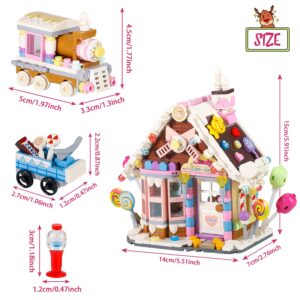 PinkBee Christmas Gingerbread House 2022 Mini Candy Store Building Block Set with Ice Cream Truck Creative Xmas Ornament Toys Kits Micro Bricks for Adults Kids 8-12 6-12 7-9（781Pcs）