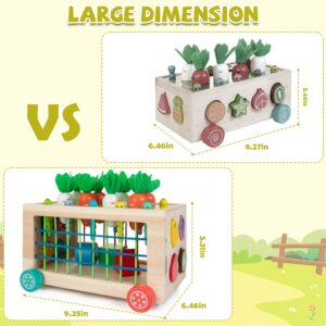 Winique Wooden Montessori Toys for 1 2 Year Old, 6-in-1 Baby Toys 12-18 Months Shape Sorter Educational Toys, 1st Birthday Christmas Easter Gift Sensory Toys Carrot Harvest Game