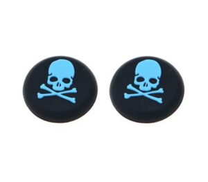 silicone skull thumb grip cap gamepad joystick cover case for sony ps3 ps4 slim pro xbox one xbox 360 controller (blue)