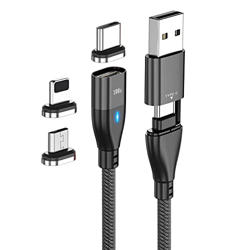 BoxWave Cable Compatible with Acer Spin 5 (SP513-54N) - MagnetoSnap PD AllCharge Cable (100W), Magnet PD 100W Charging Cable USB Type-C Micro USB for Acer Spin 5 (SP513-54N) - Jet Black