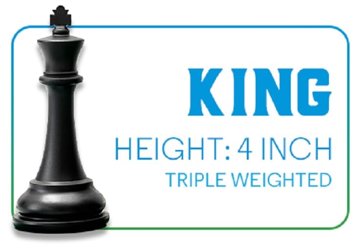 Chess Geeks 3X Triple Weighted Chess Pieces Only - Modern Style - Heavy Weighted Pieces - 32 Pieces + 2 Extra Queens - Total Weight 2.5lb - King 4" Tall