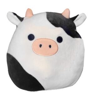 squishmallow official kellytoy plush farm squad collectible squishy soft animals (connor cow (alternate style), 8 inch), black/white/peach, connor cow