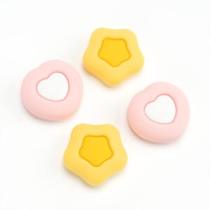 geekshare cute silicone joycon thumb grip caps, joystick cover compatible with nintendo switch/oled/switch lite,4pcs - cream heart