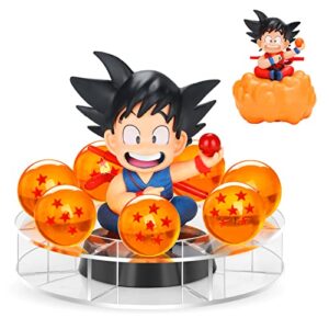 lenporl dbz dragon ball action figure toys with 1.4 inch crystal stars dragon ball and transparent base, goko action figure with gift box for birthday gifts