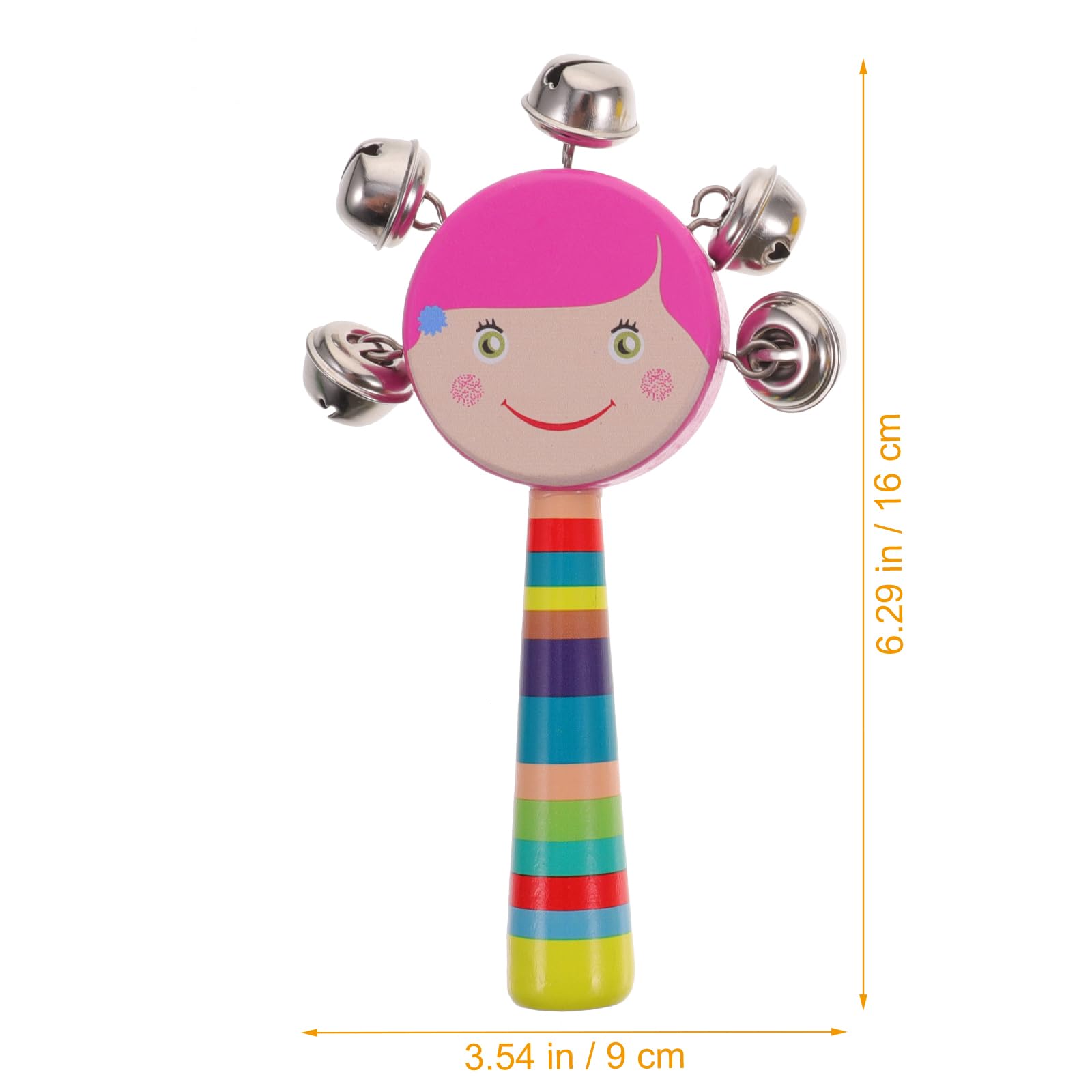 SUPVOX 2pcs Wood Jingle Rattle Bell Handheld Hand Jingle Bell Children Rattle Toys Baby Grip Training Toy Cartoon Shaking Rattle for Baby Nursing Supplies