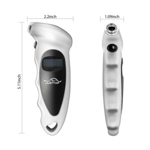 JUSTTOP 3 Pack Digital Tire Pressure Gauge, 150PSI 4 Setting for Cars, Trucks and Bicycles, Backlit LCD and Anti-Skid Grip for Easy and Accurate Reading(Silver)