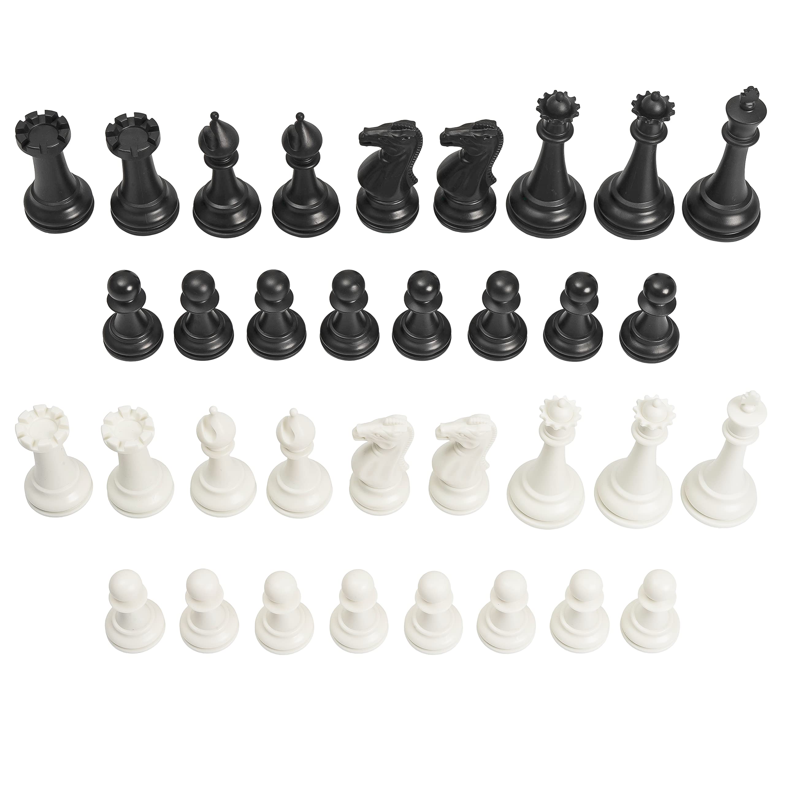 Chess Geeks 3X Triple Weighted Chess Pieces Only - Modern Style - Heavy Weighted Pieces - 32 Pieces + 2 Extra Queens - Total Weight 2.5lb - King 4" Tall