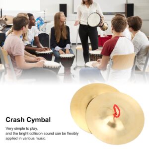 Jerliflyer Crash Cymbal, Yellow Brass Teaching Tool Cymbal Musical Instrument Hang to Storage Loud Voice Crash Cymbals with Red Lanyard for Kids, Adults