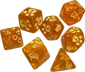 steve jackson games kitten polyhedral dice set orange