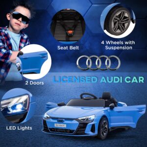 Aosom Kids Ride on Car, 12V Licensed Audi RS E-tron GT 3.1 MPH Electric Car for Kids, Ride-on Toy for Boys and Girls with Remote Control, 4 Wheels with Suspension, Horn, Music, Lights, Blue