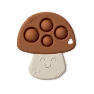 itzy ritzy sensory popper toy for babies - itzy pop toy features raised textures to soothe sore gums, relieve stress & improve motor skills - baby & toddler fidget toy for 3 months & up (mushroom)