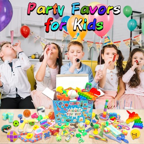 125 Pack Fidget Toys Assortment for Kids 4-8-12,Stress&Anxiety Relief Toys for Party Favors,Treasure Box Fillers,Classroom Prizes Rewards,Carnival,Pinata Stuffers