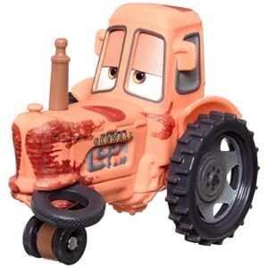 pixar cars tractor with tire in mouth, metal series 1:55 scale