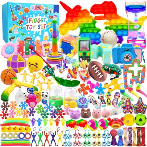 125 Pack Fidget Toys Assortment for Kids 4-8-12,Stress&Anxiety Relief Toys for Party Favors,Treasure Box Fillers,Classroom Prizes Rewards,Carnival,Pinata Stuffers