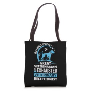 funny veterinarian vet receptionist veterinary receptionist tote bag