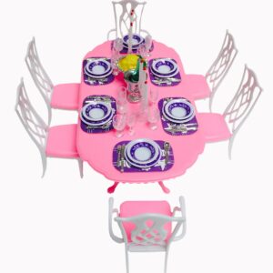 Irra Bay Dollhouse Furniture - Pink Dinning Table Set