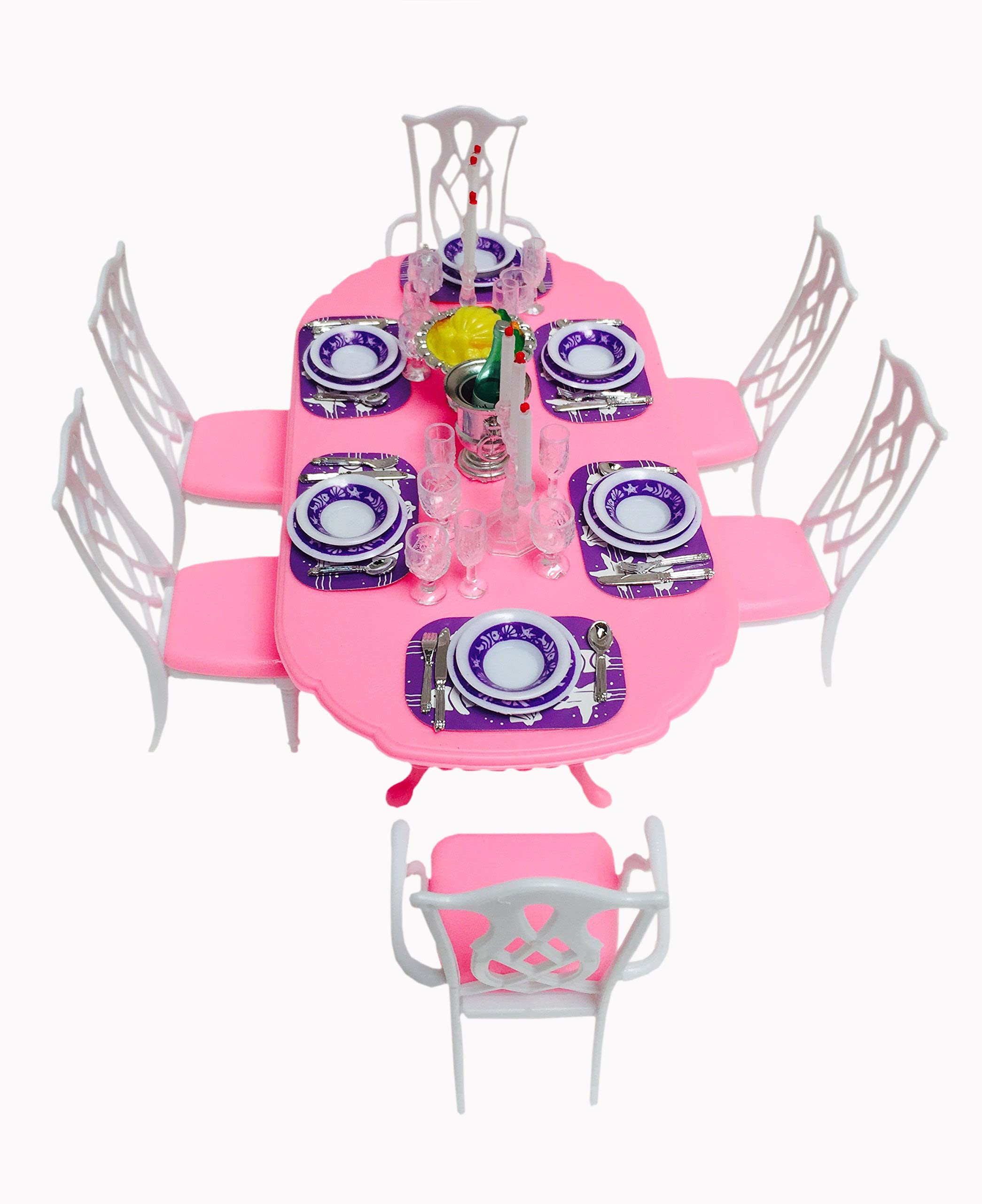 Irra Bay Dollhouse Furniture - Pink Dinning Table Set