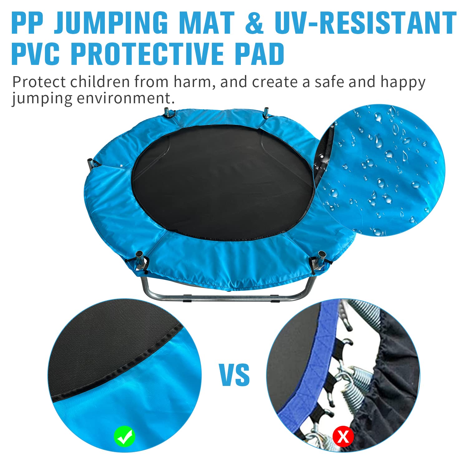 Trampoline for Kids, Telawah Adjustable Toddler Trampoline, Indoor/Outdoor Mini Baby Trampoline with Enclosure Net, No-Gap Safe Design, Trampoline Jumping Mat Gifts for Children