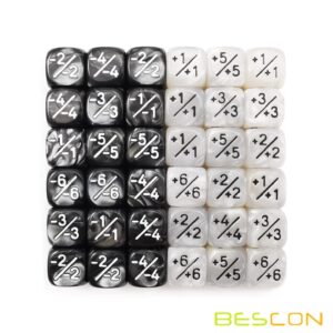 36pcs 12mm Positive and Negative Dice Counters Set, Small Token Dice Loyalty Dice Compatible with MTG, CCG, Card Games