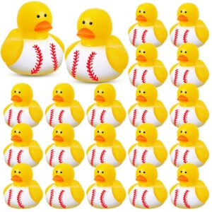 24 pieces baseball rubber ducks mini ducks yellow rubber ducky bath toys baseball party favors for bathtub gift classroom summer beach pool activity carnival game