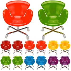 12 pieces 1:6 scale dollhouse miniature plastic chair colorful miniature chair dollhouse furniture diy mini armchair backrest swivel egg chairs for dolls dollhouse accessories decoration, 6 colors