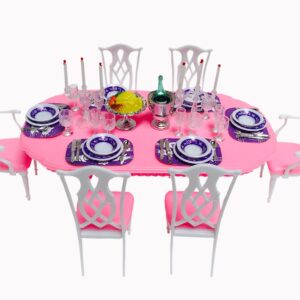 Irra Bay Dollhouse Furniture - Pink Dinning Table Set