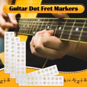 100 Pcs 5 Sheets Dot Fret Markers Guitar Fretboard Stickers Guitar Neck Decal for Guitars Ukulele Bass Banjo Aged White Pearl, 0.25 Inch (6.35mm)