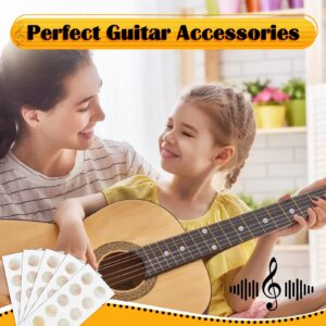 100 Pcs 5 Sheets Dot Fret Markers Guitar Fretboard Stickers Guitar Neck Decal for Guitars Ukulele Bass Banjo Aged White Pearl, 0.25 Inch (6.35mm)