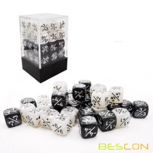 36pcs 12mm Positive and Negative Dice Counters Set, Small Token Dice Loyalty Dice Compatible with MTG, CCG, Card Games