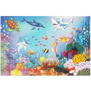 100 piece puzzles for kids, underwater world jigsaw puzzles for toddler children learning preschool educational puzzles intellectual development toys 4-8 years old gift for boys and girls