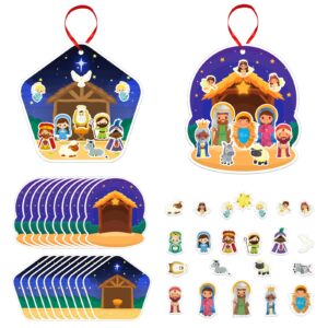 flyab make a nativity scene stickers ornament craft kit christian diy nativity stickers for kids religious party games activities for christmas vacation bible school classroom party supplies