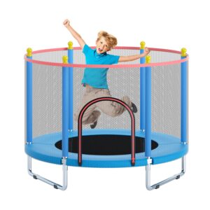 trampoline for kids, telawah adjustable toddler trampoline, indoor/outdoor mini baby trampoline with enclosure net, no-gap safe design, trampoline jumping mat gifts for children