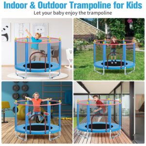 Trampoline for Kids, Telawah Adjustable Toddler Trampoline, Indoor/Outdoor Mini Baby Trampoline with Enclosure Net, No-Gap Safe Design, Trampoline Jumping Mat Gifts for Children