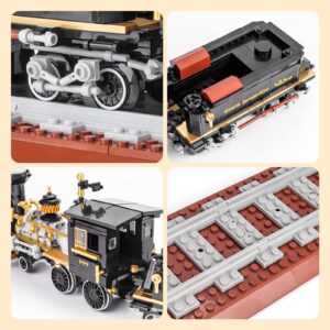 Chunbrommisam Steam Train Building Blocks, Build Model Train Set, DIY Locomotive Display Toy with Railroad Tracks, Gift for Train Enthusiasts (950 Pieces)