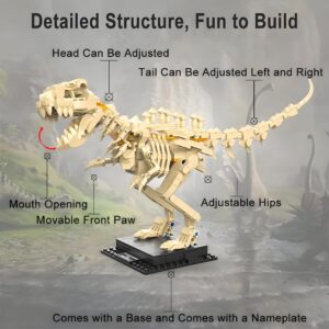 Ulanlan Dinosaur Building Toy 523 PCS, T. rex Dinosaur Fossil Exhibition Building Kit, Creative Build and Display Model, Great DIY Project Toy Playset for Boys and Girls Ages 6+