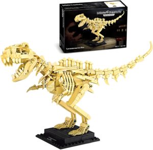 ulanlan dinosaur building toy 523 pcs, t. rex dinosaur fossil exhibition building kit, creative build and display model, great diy project toy playset for boys and girls ages 6+