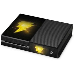 skinit decal gaming skin compatible with xbox one console - officially licensed warner bros black adam lightning bolt design