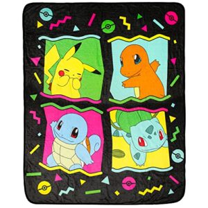 northwest pokemon 90's character box design gaming plush throw blanket 46' x 60'