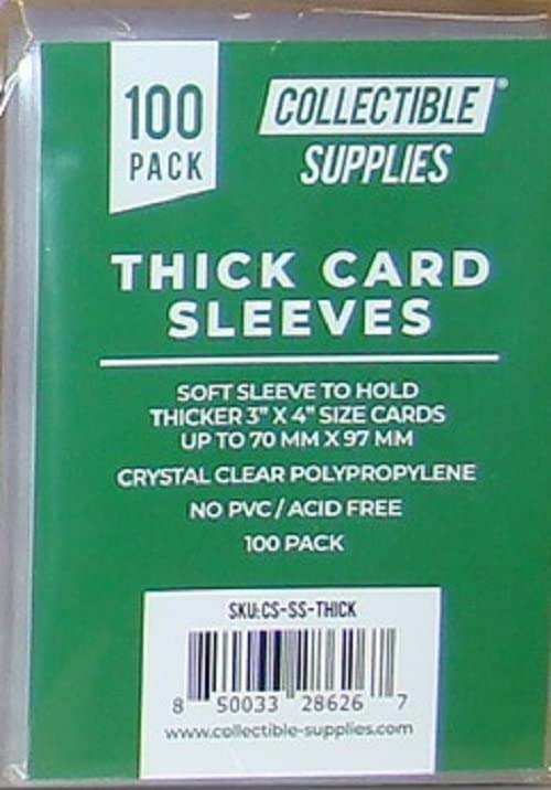 Collectible Supplies Thick Card Soft Sleeves for Thicker Trading Cards (100 Count)