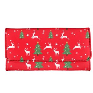 afpanqz christmas long wallets womens rfid blocking luxury pu leather clutch wallet reindeer with tree wallet card holder organizer phone holder zip pocket, buckle closure portable clutch wallet