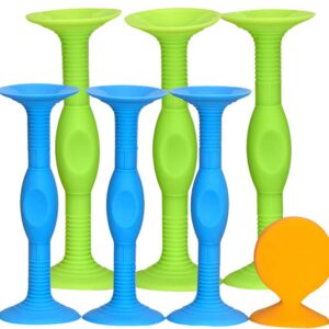 zhuochimall sucker darts throwing game set, silicone suction cup toys, safe indoor,outdoor game for kids and family (7 pcs, blue and green, stick easily)…