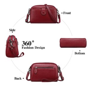 GAEKEAO Crossbody Bags for Women Small Genuine Leather Shoulder Purse Cross Body Bag with Wristlet Top Zipper