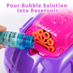 TEMI Pink and Purple Bubble Lawn Mower for Toddlers 3 4 5 6 7 8, Bubble Machine, Outdoor Toys, Outside Toys for Toddlers, Christmas, Easter Birthday Gifts for Preschool Boys Girls