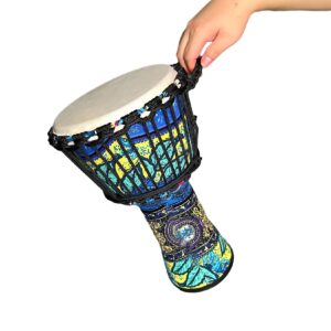 RUOSWTE 8.5 "Djembe Drum, Bongo Drum, Percussion Music, Sheepskin Drum Face, Professional Tuning, Hand Drum（Maple Blue）