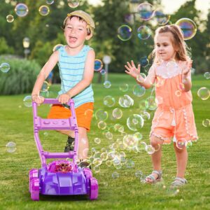 TEMI Pink and Purple Bubble Lawn Mower for Toddlers 3 4 5 6 7 8, Bubble Machine, Outdoor Toys, Outside Toys for Toddlers, Christmas, Easter Birthday Gifts for Preschool Boys Girls