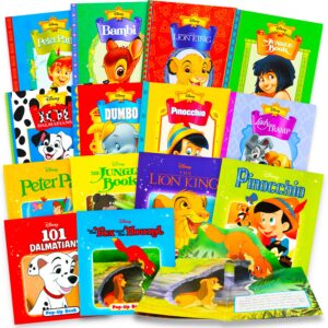 disney storybooks set for toddlers, kids - bundle of 14 disney and pixar books for boys, girls featuring cars, bambi, toy story, dumbo, and more (8 disney storybooks, 6 pixar pop up books)